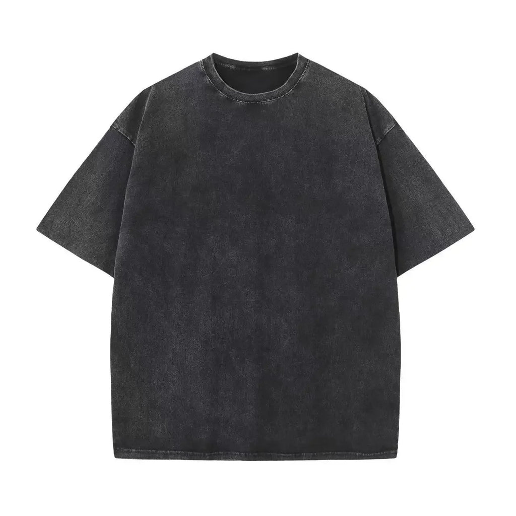 230G Cotton Retro T-shirt Drop-shoulder Sleeve Men Women Vintage Short ...